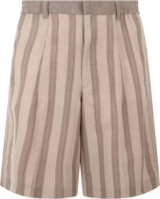 Emporio Armani Homme, Shorts, Beige, Taille: L Linen-blend Bermuda Shorts