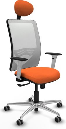 Piqueras y Crespo Gepolsterter B&uuml;rostuhl Zulema mit wei&szlig;en und schwarzen Armlehnen, h&ouml;henverstellbare Lendenwirbelst&uuml;tze und festes Kopfteil, ausgestattet mit Sincro 3 