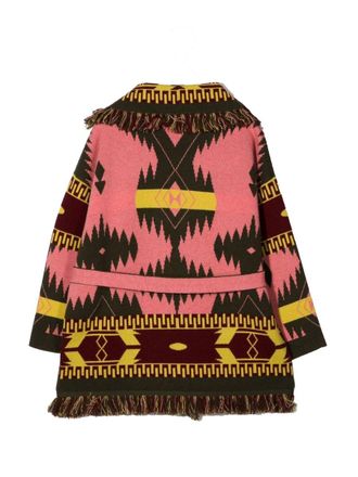 Alanui Striped Bandana Jacquard Cashmere Cardigan - Pink