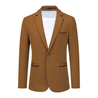 AlltheMen Herren Anzugjacke Slim Fit Mantel Business Alltag Blazer Kaffee