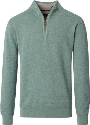 Casamoda Pull-over Demi-Zip Structure M&eacute;langer Vert Fonc&eacute;