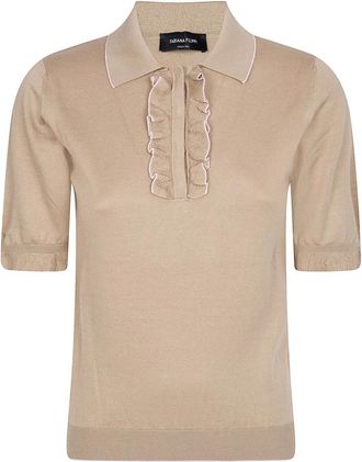 Fabiana Filippi Femme, Tops, Beige, Taille: 38 FR Polo en soie et coton stretch