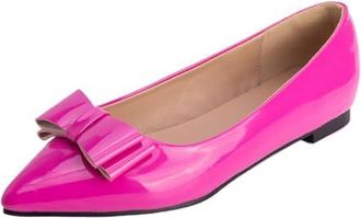 SJJH Ballerines pointues avec noeud | Talon plat de 1 cm pour femme | Design &agrave; enfiler en cuir synth&eacute;tique | Semelle antid&eacute;rapante pour le travail et la vi