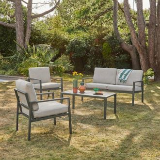 Sweeek Salon de jardin aluminium 4 places - Onara Kaki / Beige