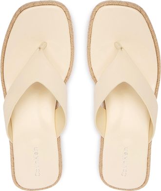 Calvin Klein Zehentrenner Calvin Klein Block Heel Espa 50 Thong Lth HW0HW02902 Beige
