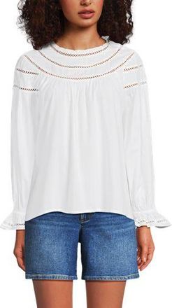 Lands End Voile-Bluse aus Baumwollmix, Damen, Größe:32-34 regular, Weiß, Baumwoll-Mischung/Viskose-Mischung/Baumwolle Modal, by Lands End