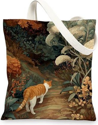 Generic Sacs fourre-tout en toile à motif floral, sacs de courses réutilisables, vintage légers et lavables avec bandoulière pour voyage, plage, pique-nique, 