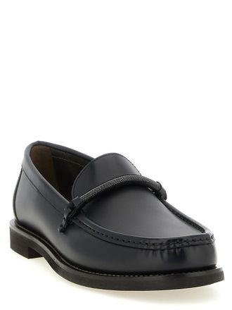 Brunello Cucinelli Womens Black Calfskin Slip-On Loafers