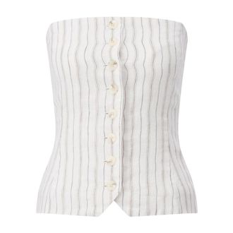 Sams&oslash;e & Sams&oslash;e Gestreiftes &Auml;rmelloses Top Slim Fit - - Tops - Damen - Wei&szlig; - M