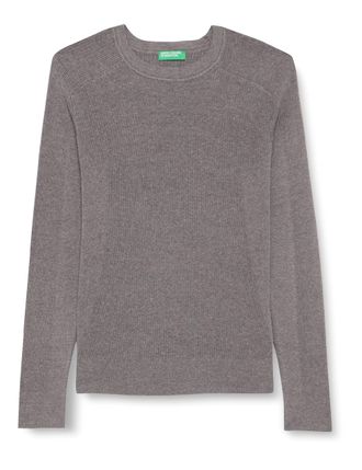 Benetton Herren G/C M/L 101CU102A LANGÄRMLIGER Pullover MIT Rundhalsausschnitt, Dunkelgrau Melange 507, S