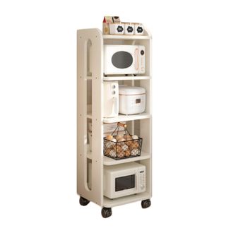 Generic Schlanker Aufbewahrungswagen, Massivholz-Aufbewahrungsregal, Offener Organizer-Wagen Mit 360&deg;-Bremsr&auml;dern, for Schmale Stellen Im Badezimmer(Color 1,2