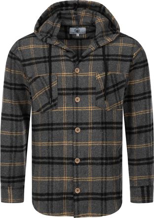 Rock Creek Herren Hemd Kariert Kapuzenhemd Karohemd Herrenhemd Flanell Hemden Holzf&auml;llerhemd &Uuml;bergangsjacke Langarm Kariert Winter H-334 Grau 5XL