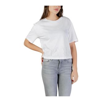 A|X Armani Exchange Femme, Tops, Blanc, Taille: 40 FR T-shirt en coton imprim&eacute; &agrave; col rond