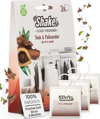 SHAKE Duftsäckchen Kleiderschrank (Teak & Palisander) - Duftkissen für Schrank, Schublade, Bad, Tasche, Auto - Raumduft gegen schlechte Gerüche - Parfüm zum