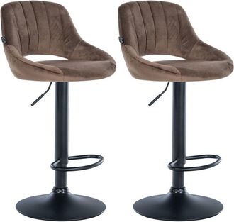Clp 2er Set Barhocker Milet Samt braun Metall matt schwarz