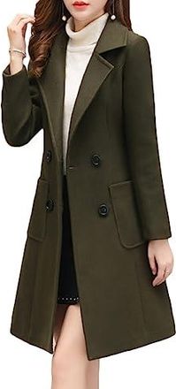 Onsoyours Manteau En Laine Femme Chaud Automne Hiver &agrave; Manches Longues &agrave; Revers Unie Veste Long &Eacute;l&eacute;gant D&eacute;contract&eacute; Slim Blousons Avec Poches Ceintur&eacute; Jacket Ou