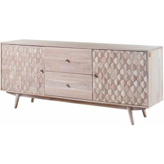 Massivmoebel24 Sideboard Akazie 180x42x75 wei&szlig; lackiert mosayk 200