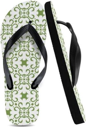 Generic Tongs unisexes pour femme, pantoufles de jardin, de piscine, de plage, de piscine, cadeaux danniversaire, &Eacute;toile florale verte et blanche, XX-Large