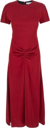Victoria Beckham Femme, Robes, Rouge, Taille: 36 FR Robe Midi &agrave; Taille Fronc&eacute;e