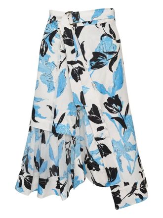 3.1 Phillip Lim jupe ceintur&eacute;e &agrave; fleurs - Blanc