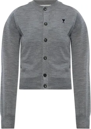 Ami Femme, Pulls, Gris, Taille: 38 FR De Coeur Wool Cardigan