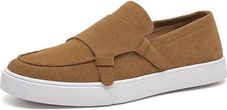 Generic Chaussures Oxford &Agrave; Enfiler en Cuir Su&eacute;d&eacute; pour Homme, &Agrave; Boucle Formelles &Agrave; Bout Rond Classiques Et D&eacute;contract&eacute;es,Marron,44.5 EU