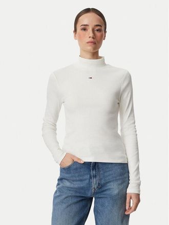 Tommy Jeans Bluse Essential DW0DW19830 Wei&szlig; Slim Fit