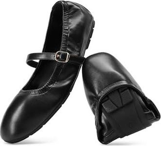 Dream Pairs Ballerines Femme Mary Jane Pliables Bout Carré Chaussures Plates Confortables pour Voyage et Usage Quotidien,Size 41.5,Noir,DWUMFA2534