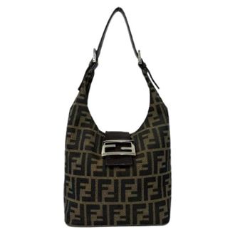 Fendi Pre-owned Zucca Canvas Leather Shoulder Bag - Femme - Pre-owned - Brun - Taille: ONE Size