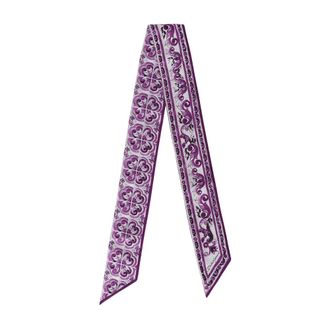 Dolce & Gabbana 6x100 Seidentwill-Schal mit Majolika-Print - - Accessories - Damen - Lila - ONE SIZE