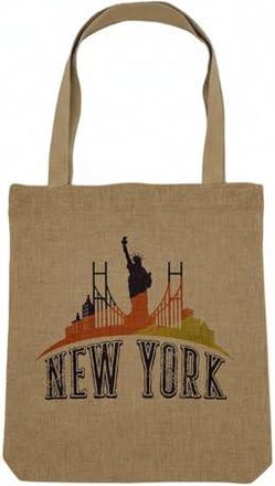 Fabulous Sac Shopping Tote Bag Aspect Lin - New York Skyline Voyage Etats Unis Vacances - Sac de Courses Toile Epaisse 360g Beige Naturel Cabas Port&eacute; Epaule So