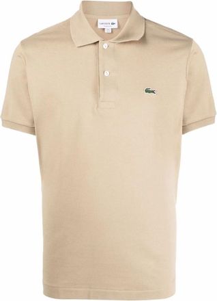 Lacoste Homme, Tops, Beige, Taille: L/Xl Polo Beige en Coton avec Logo
