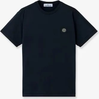 Stone Island Cotton T-shirt with front logo patch - STONE ISLAND - gender_Man
