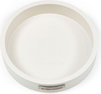 Riviera Maison Tablett Klein Weiß, Kaffeetablett, Teetablett, Serviertablett Heimdekoration - RM Classic Monogram Serviertablett Rund - Holz - Handgefertigt - (ØxH) 