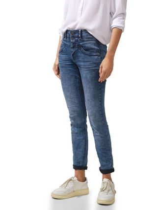 Street One Damen A376542 Jeanshose Slim und High, Dark Indigo Random Wash, 26W / 30L