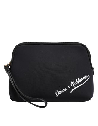 Dolce & Gabbana Schwarze Nylon DG LogoPrint Clutch mit Reißverschluss Tasche