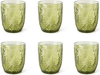 Excelsa Leaf Lot de 6 verres &agrave; eau, verre, vert
