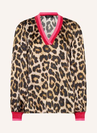 Grace Grace Blusenshirt Aus Satin Mit Glitzergarn braun