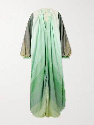 Marrakshi Life The Touareg Maxikleid Aus Einer Gestreiften Baumwollmischung Mit Farbverlauf - Gr&uuml;n
