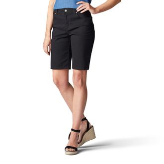 Lee Damen Relaxed-Fit Bermuda Jeans-Shorts, schwarz, 14 MEDIUM