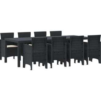 vidaXL Garten Essgruppe 9 pcs Anthrazit Polt Rattan vidaXL