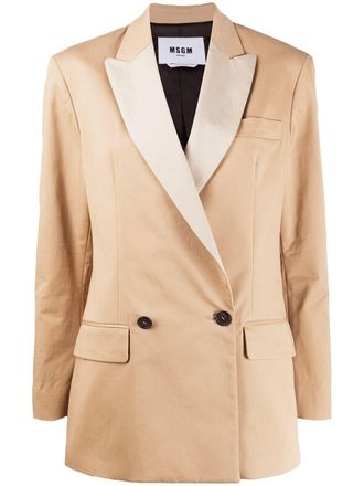 Msgm blazer &agrave; boutonni&egrave;re crois&eacute;e - Marron