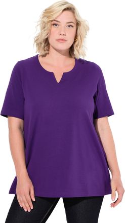 Ulla Popken Damen gro&szlig;e Gr&ouml;&szlig;en &Uuml;bergr&ouml;&szlig;en Plus Size T-Shirt, A-Linie, Tunika-Ausschnitt, Halbarm tiefes violett 42+ 807259840-42+