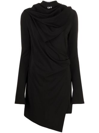 Off-white robe asym&eacute;trique &agrave; manches longues - Noir