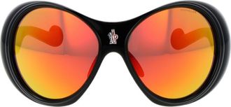 Moncler MO-1044369 Mirrored Oval Sunglasses - Black