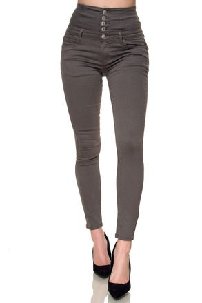 Elara Damen Jeans Stretch Skinny High Waist Chunkyrayan EL60-6 Grau-56 (8XL)