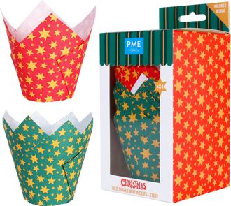 PME Weihnachtliche Tulpen-Muffinförmchen - Sterne (24 Stück)