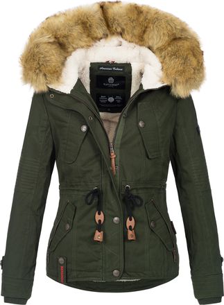 Navahoo Damen Winterjacke Pearl - Kurz-Parka mit Teddyfell & Abnehmbarem Kunstfellkragen