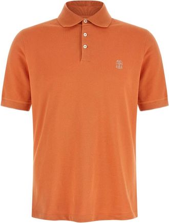 Brunello Cucinelli Homme, Tops, Orange, Taille: L Polo en Piqu&eacute; de Coton