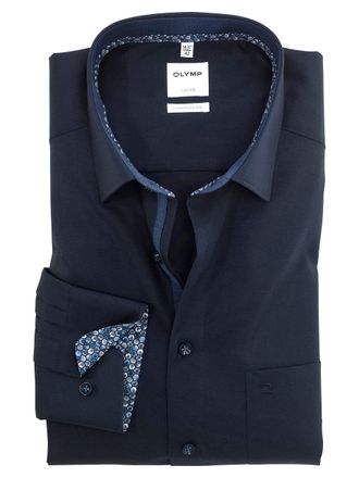 Olymp Herren Hemd Modern Fit Langarm, Marine Gr. 44